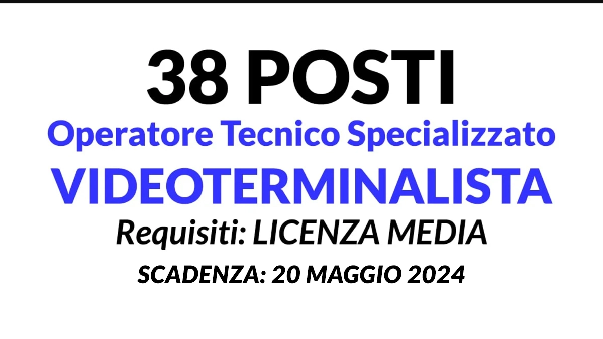 38 posti VIDEOTERMINALISTA a tempo indeterminato, basta la licenzia ...